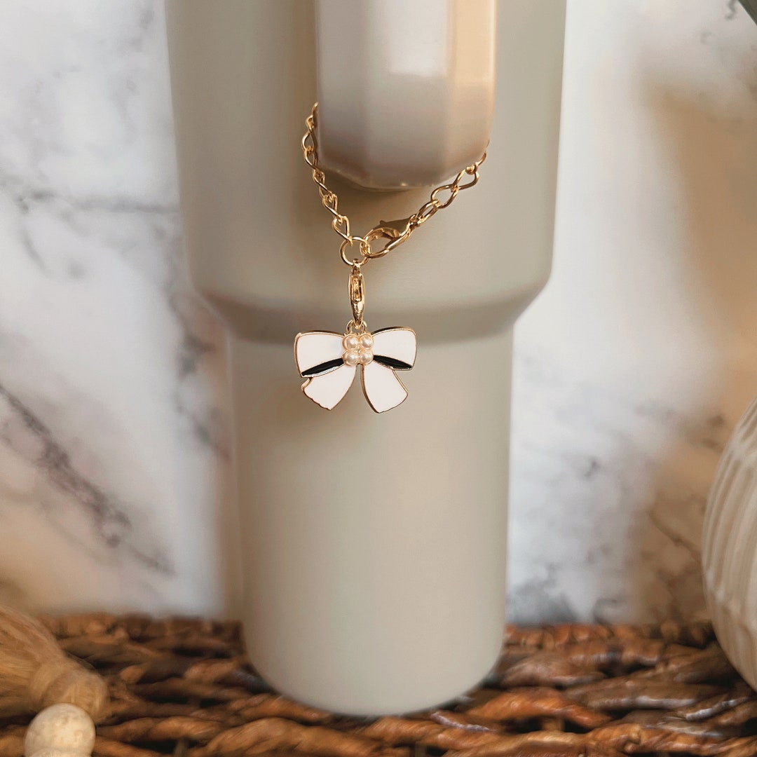 Tumbler Charm Bow With Pearls, Cute Tumbler Accessories, Tumbler ...