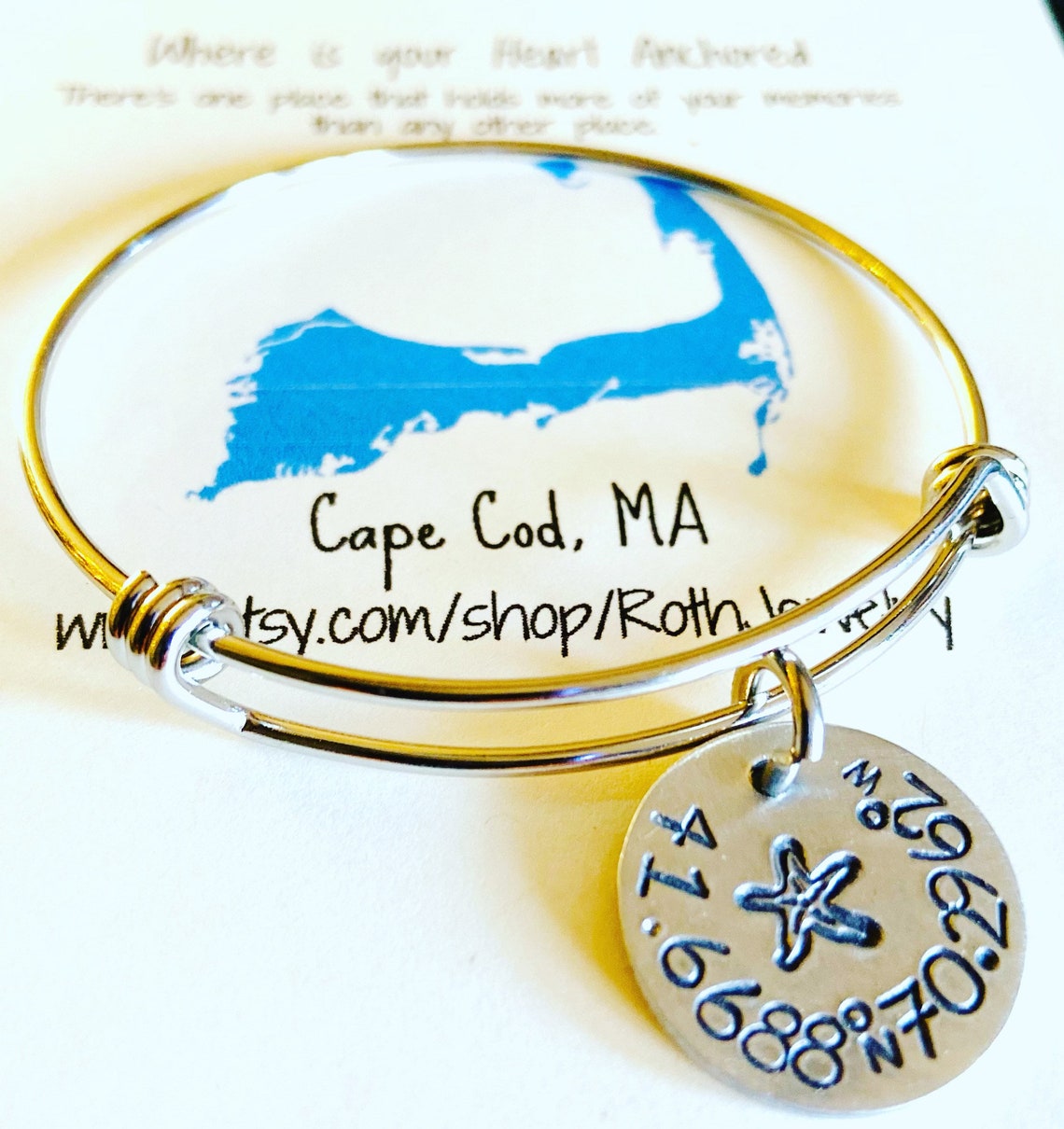 Cape Cod Lat Long Coordinates Bracelet Latitude Longitude - Etsy