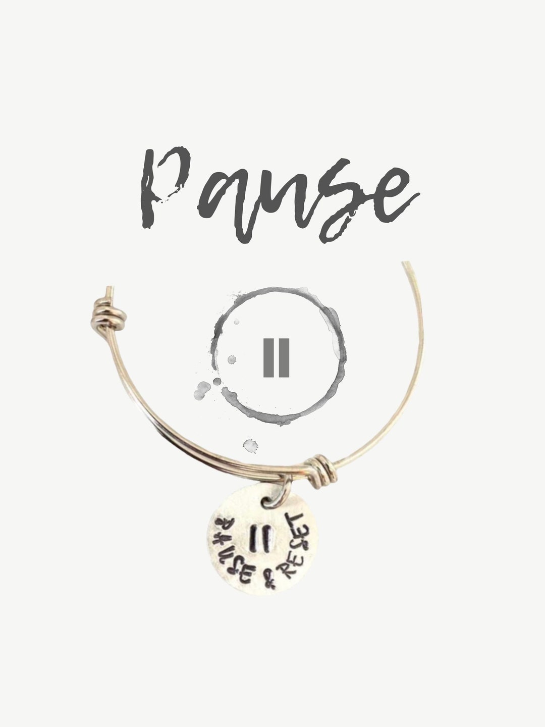 Pause Breathe Reboot Mantra Bangle Bracelet Self-care Power of Pause ...