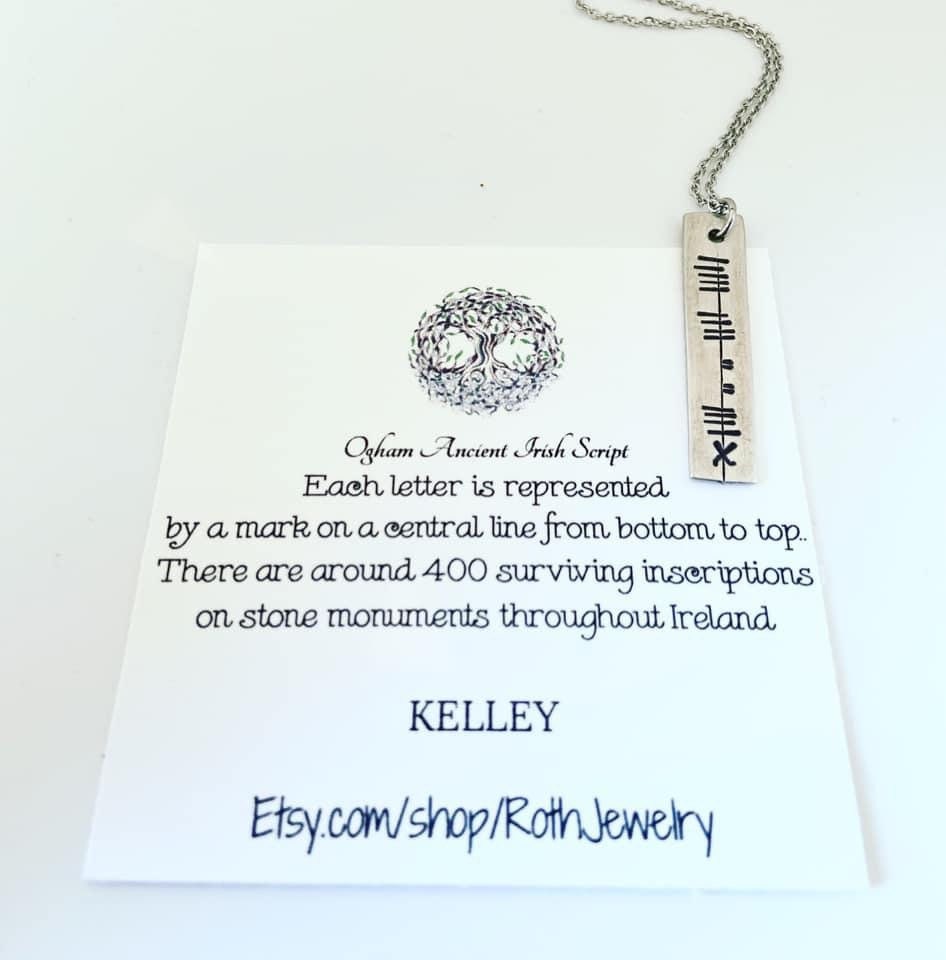 Name Necklace in Irish Script Celtic Tree Alphabet Ogham Irish | Etsy