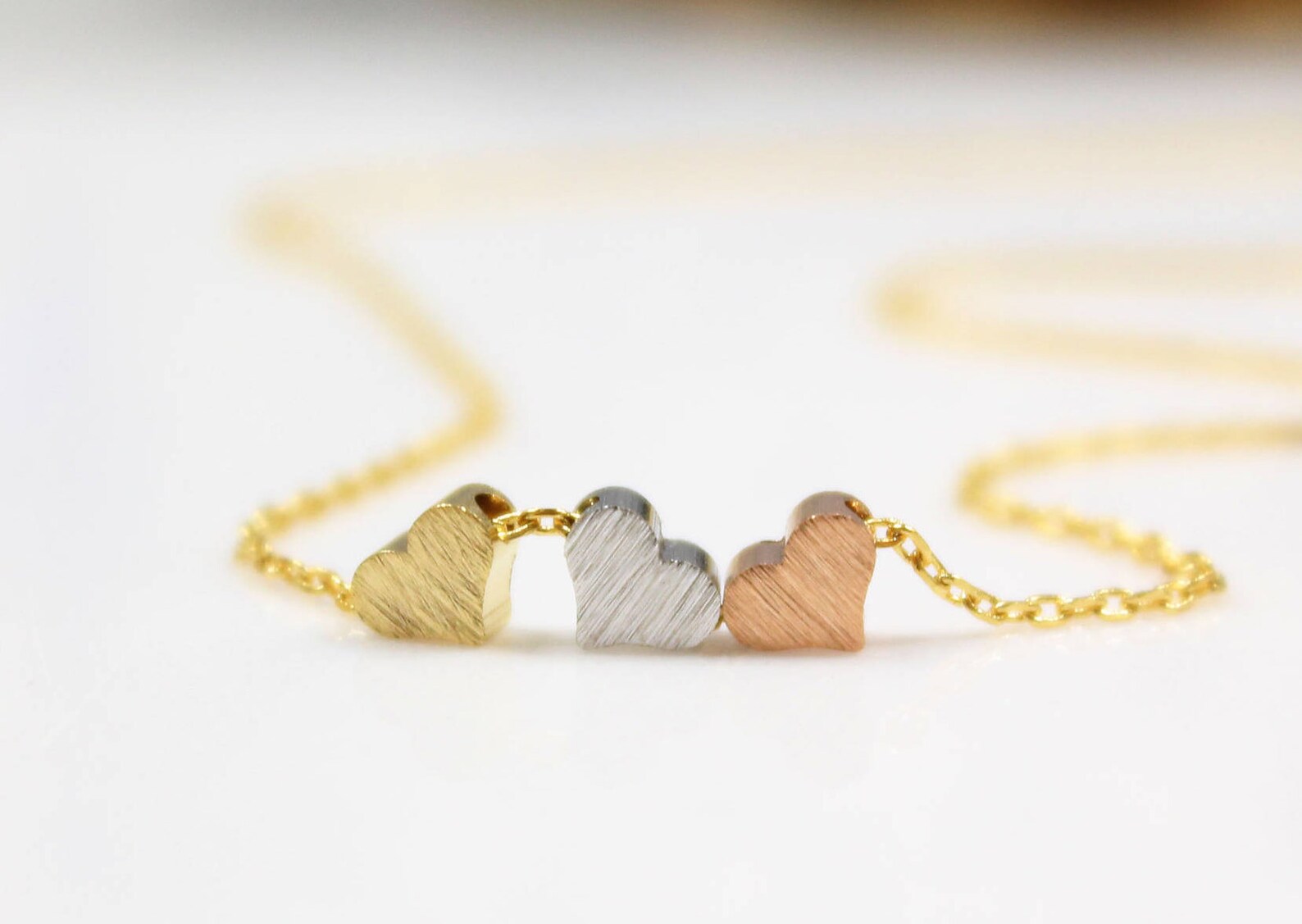 Three Heart Bracelet in Gold/silver/rose Gold Mixed Color | Etsy