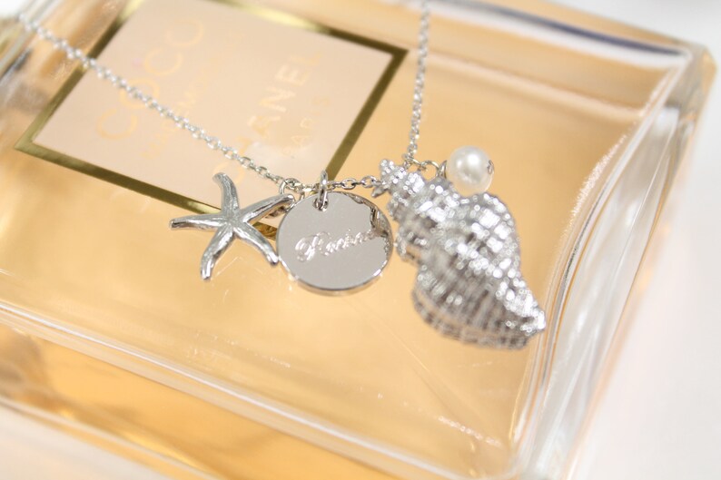 Seashell Necklace Custom Engravable Disc With Conch Snail - Etsy