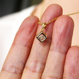 Cube Necklace Open Cube Box With Cubic Diamond Inside - Etsy