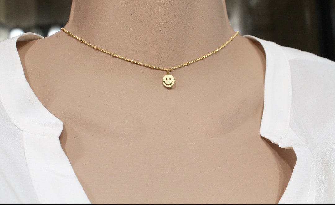 Smiley Face Necklace Happy Face Necklace Emoji Necklace - Etsy