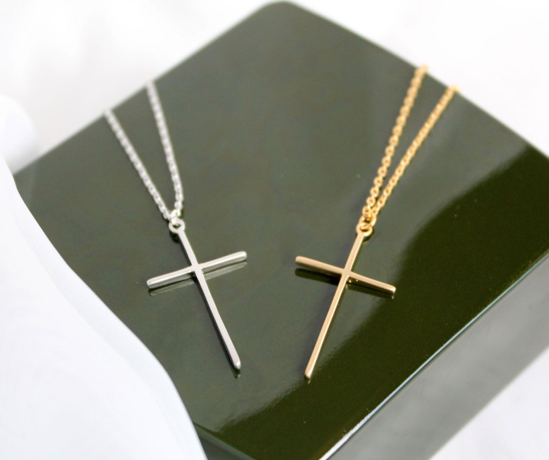 Simple Cross Pendant Necklace, Gold, Silver or Rose Gold Cross, Wedding ...