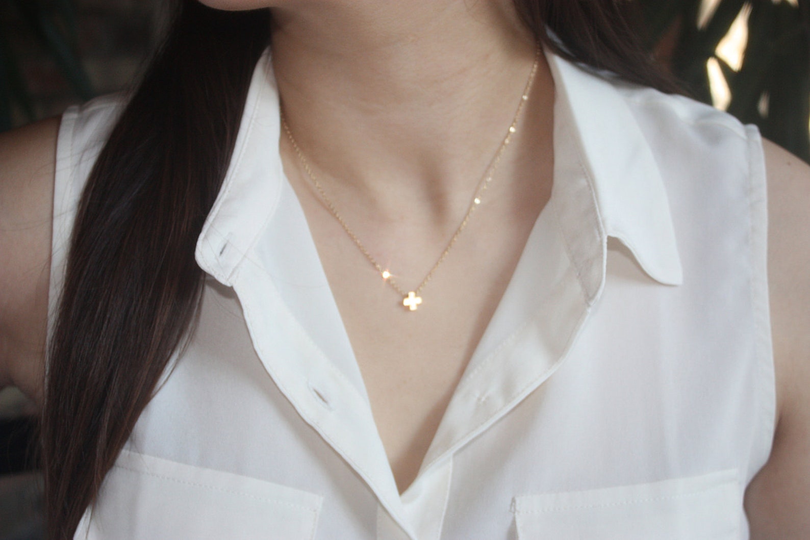 Tiny Cross Necklace 14K Gold Filled Chain/sterling Silver - Etsy