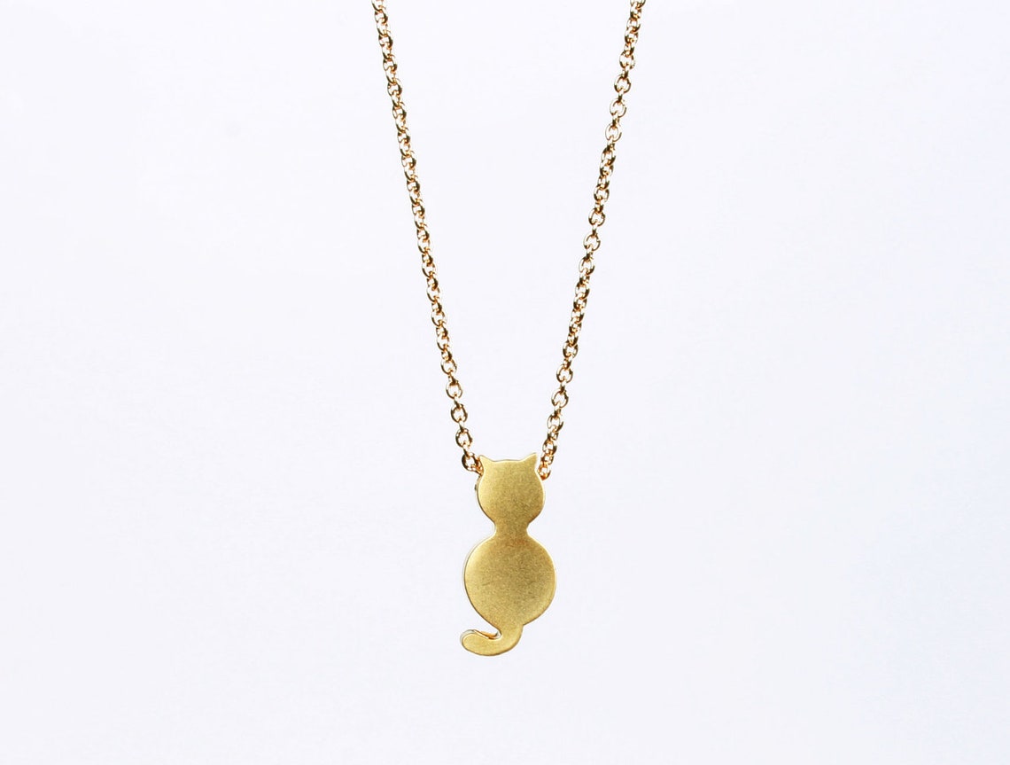 Tiny Cat Necklace, Personalization, Rose Gold, Gold or Silver Cat ...