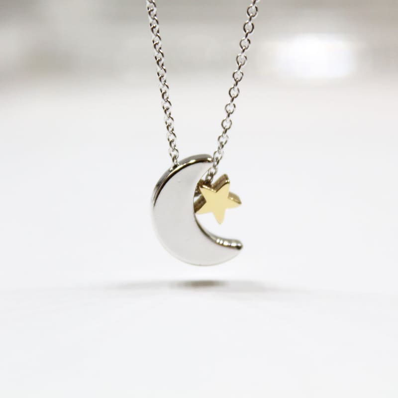 Moon and Star Necklace - Etsy
