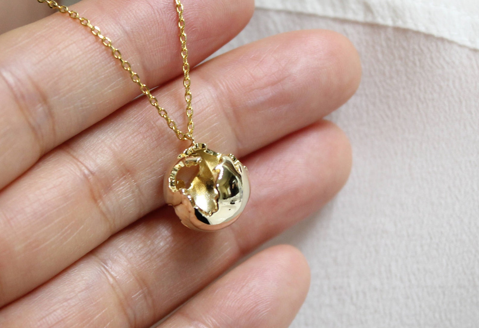 Earth Necklace Globe Necklace 3D Planet Earth Pendant | Etsy