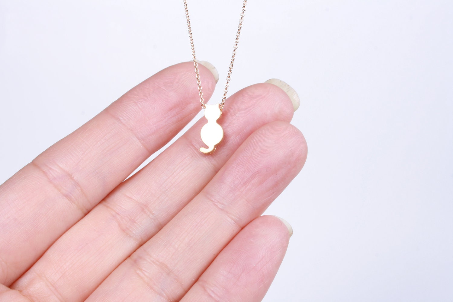 Tiny Cat Necklace, Personalization, Rose Gold, Gold or Silver Cat ...