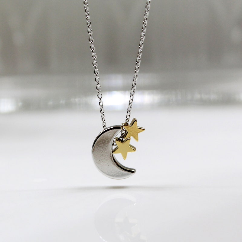 Crescent Moon Two Stars - Etsy