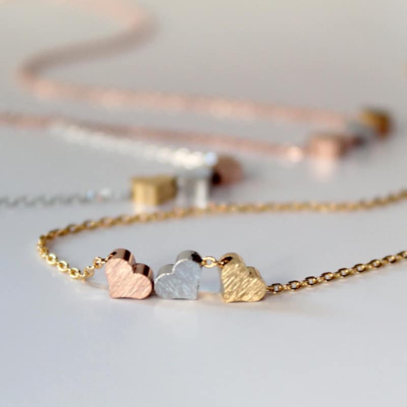 Three Colour Heart Ring - Etsy