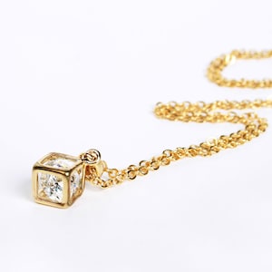 Cube Necklace Open Cube Box With Cubic Diamond Inside - Etsy