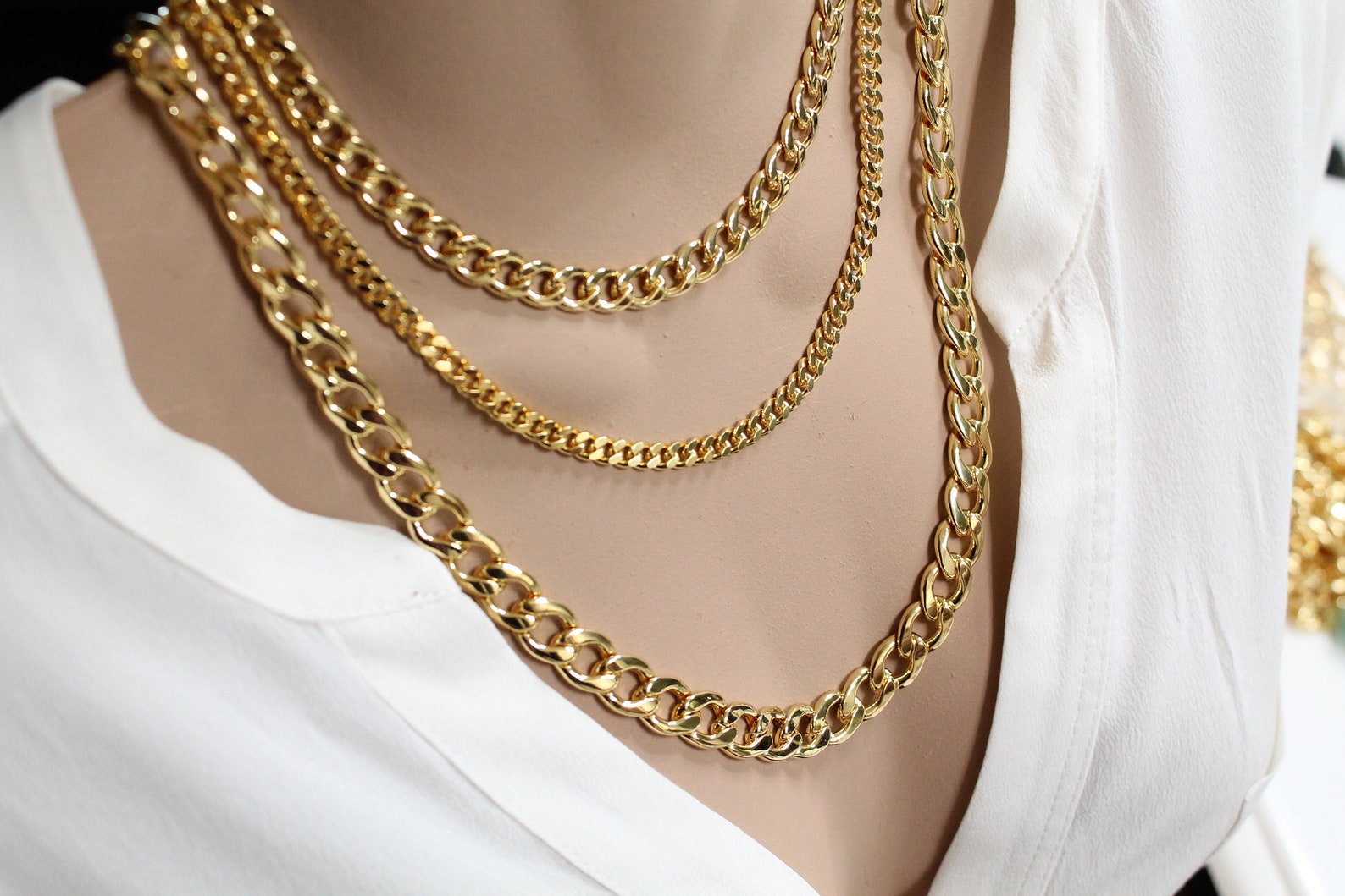 Curb Chain Necklace Chunky Chain Necklace Big Link Chain | Etsy