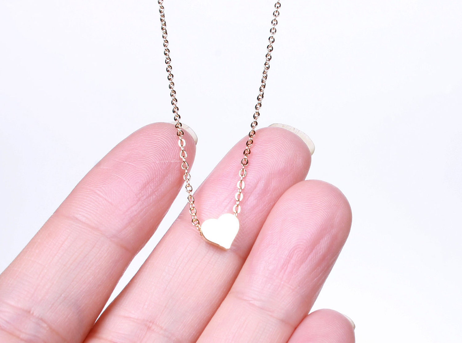 Rose Rose Gold Heart Necklace ROSE GOLE FILLED Chain Hand - Etsy