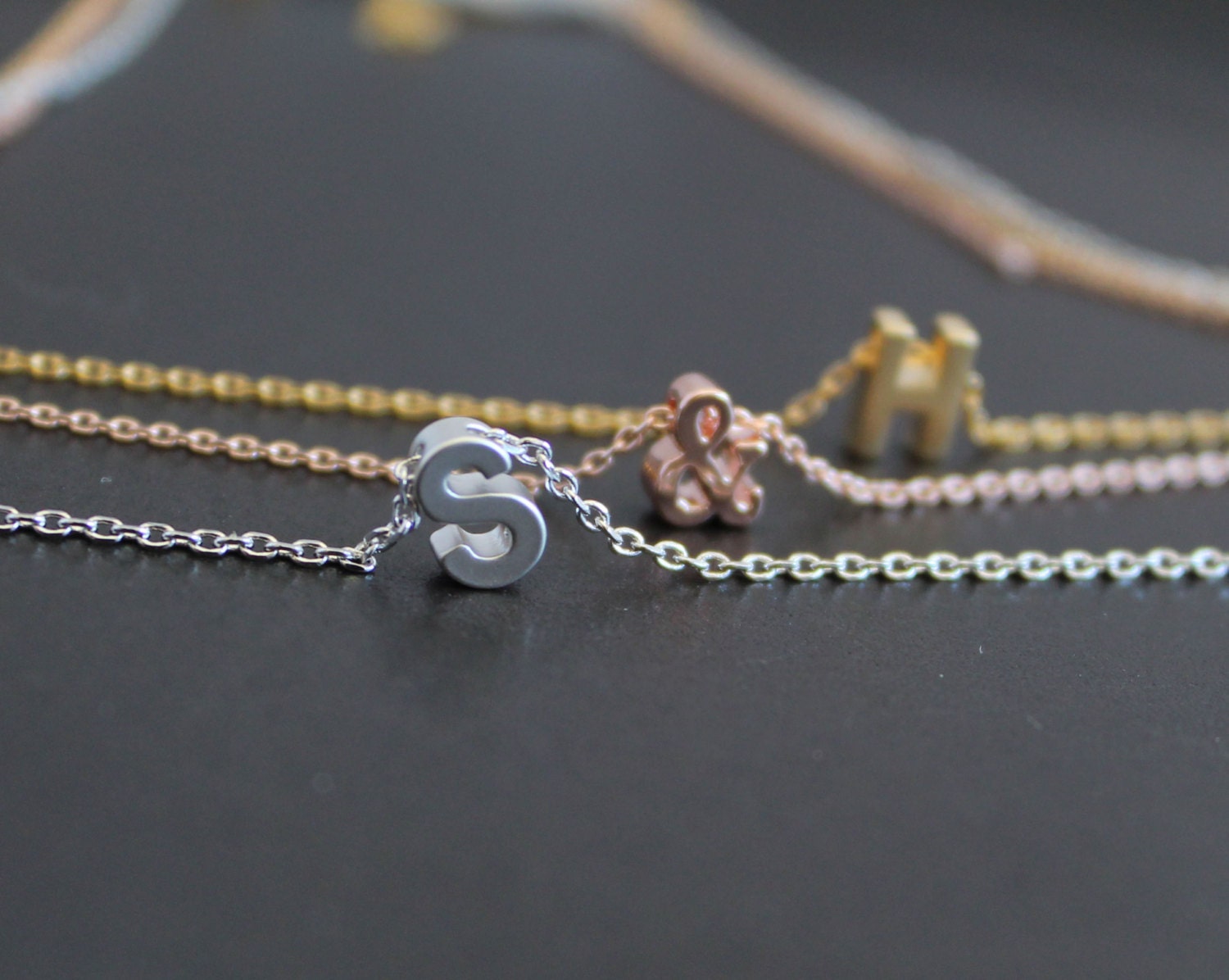 Layered His and Her Initials Necklace Couple's Initials | Etsy