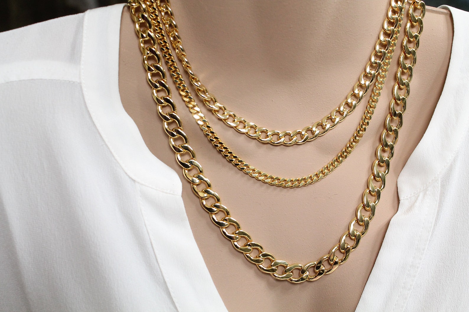 Curb Chain Necklace Chunky Chain Necklace Big Link Chain | Etsy