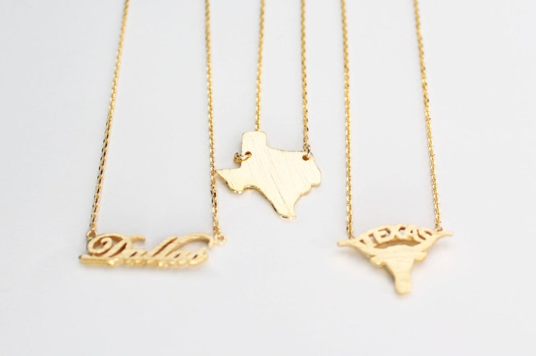 Texas Necklace Gold/silver/rose Gold Texas Necklace Map of - Etsy