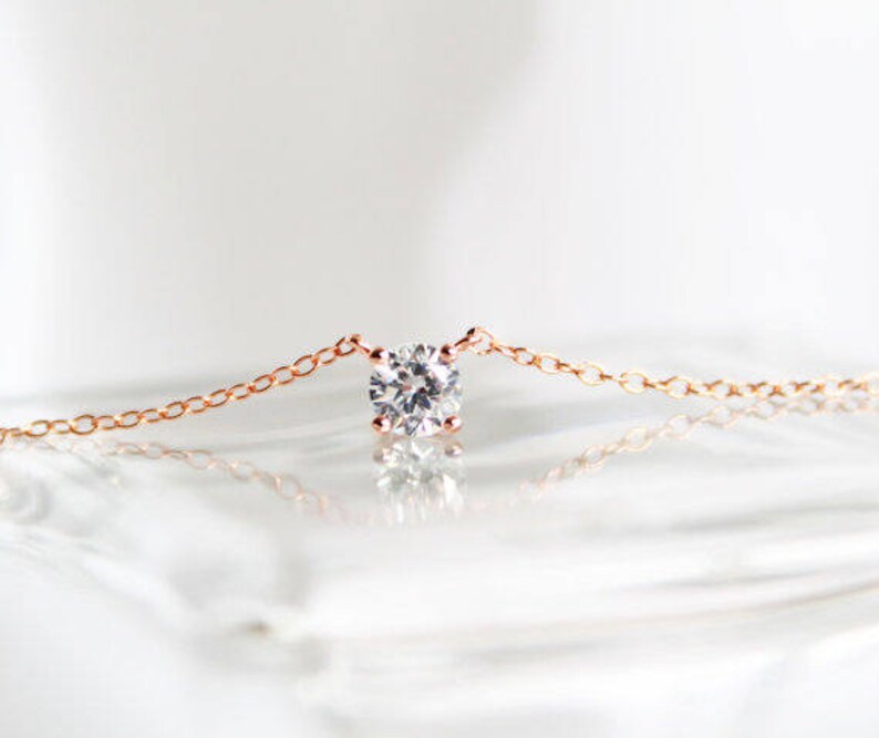 Double Layered Chain Necklace in Gold/silver/rose Gold, Solitaire Cubic ...