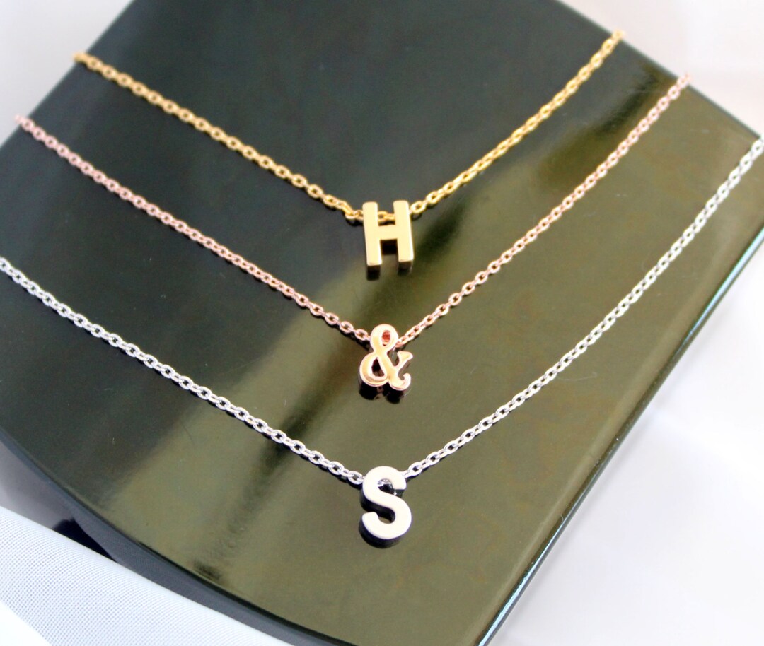 Layered His and Her Initials Necklace Couple's Initials - Etsy