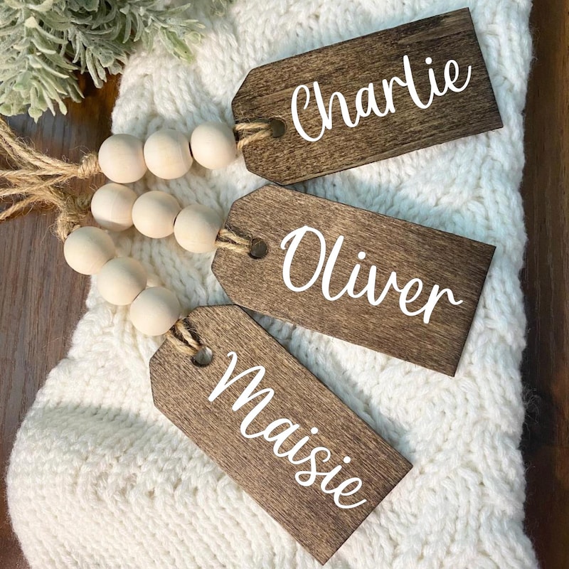 Wooden Bead Name Tags - Etsy