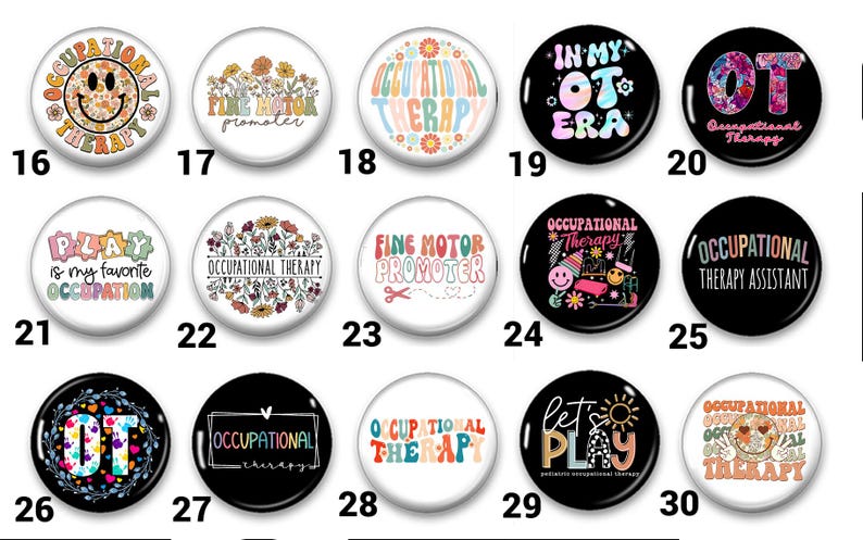 Occupational Therapy Button Pin or Magnet: OT Gift, 60 Designs - Etsy