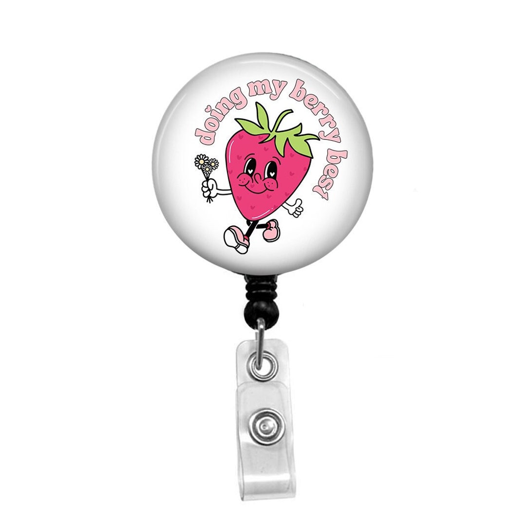 Doing My Berry Best Strawberry Badge Reel, Summer Fruit Badge Reel ...