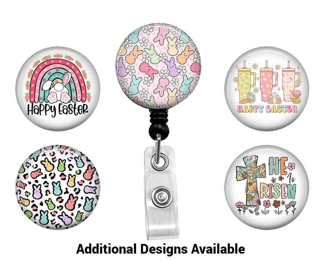 Easter Badge Reel, Holiday Badge Reel, Interchangeable Wipeable Badge ...