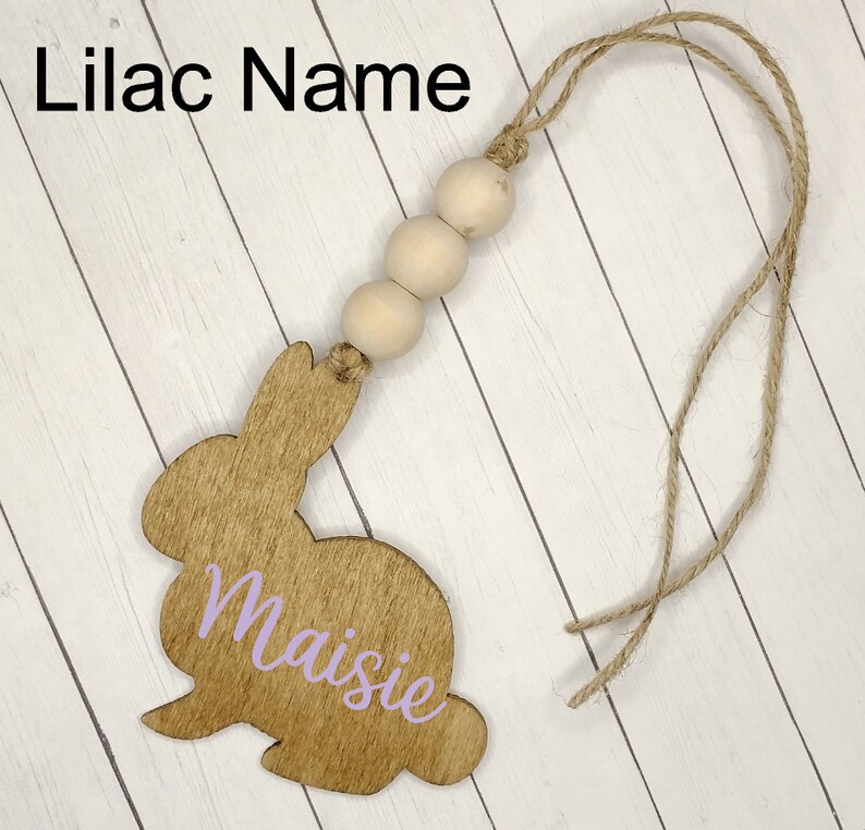 Easter Basket Name Tags Easter Bunny Name Tags Beaded Wooden | Etsy