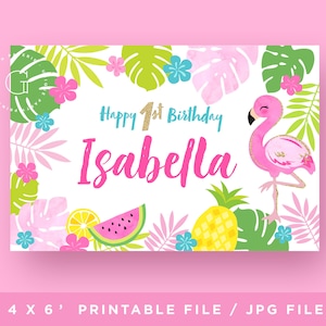 Flamingo Backdrop Banner. PRINTABLE FILE. Flamingo Birthday | Etsy
