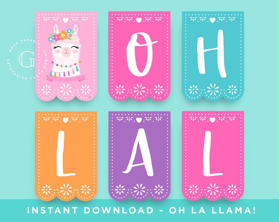 Llama Birthday Banner. Oh La Llama Banner. Llama Party Decorations ...