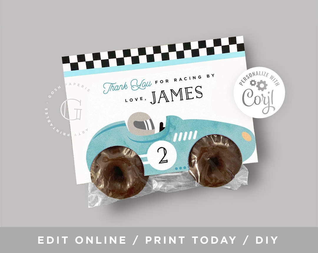 Racing Car Favors, Racing Car Snack Bag, Donut Bag, Two, Formula 1 ...