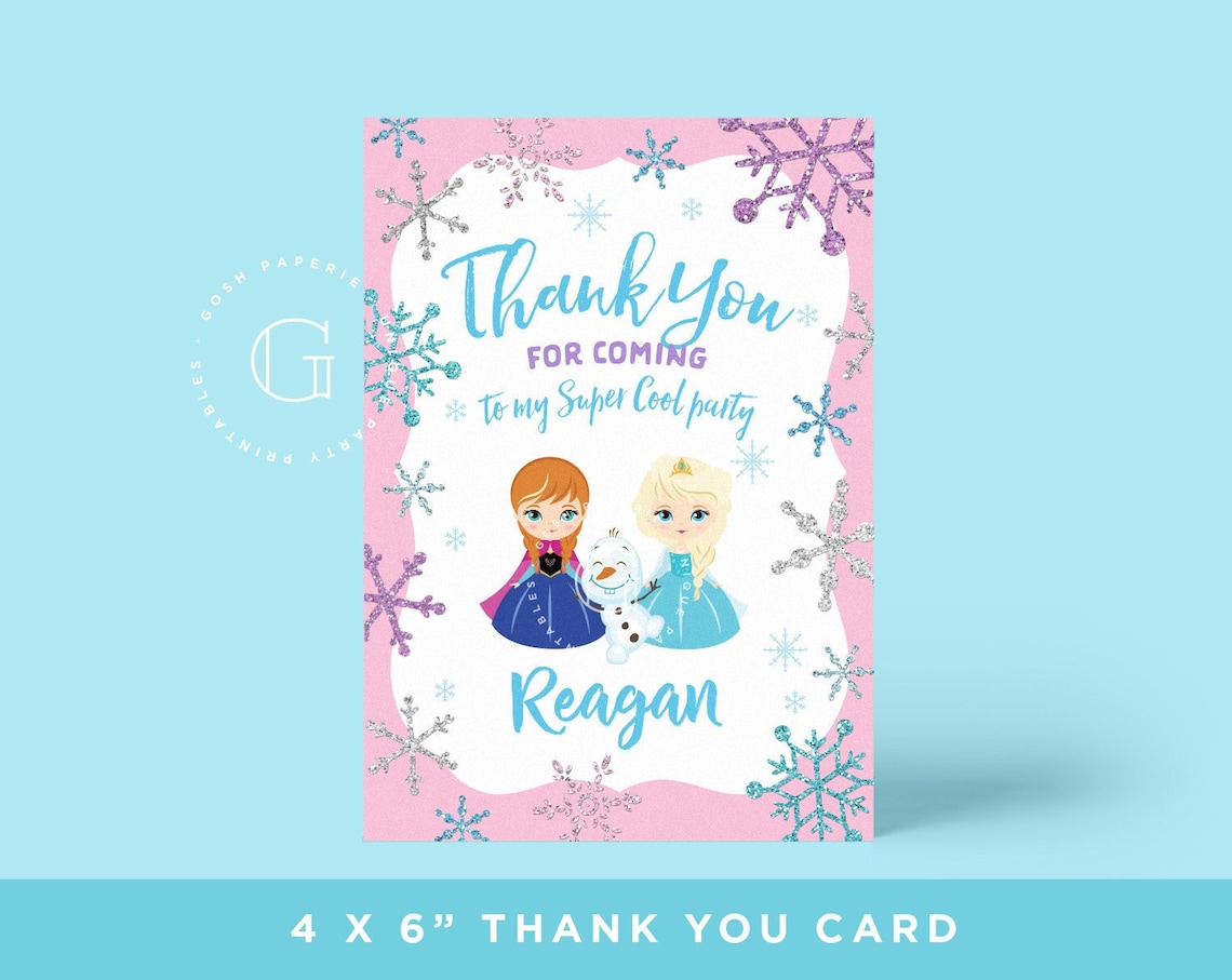 Frozen Thank You Card. Frozen Card. Frozen Party. Frozen | Etsy