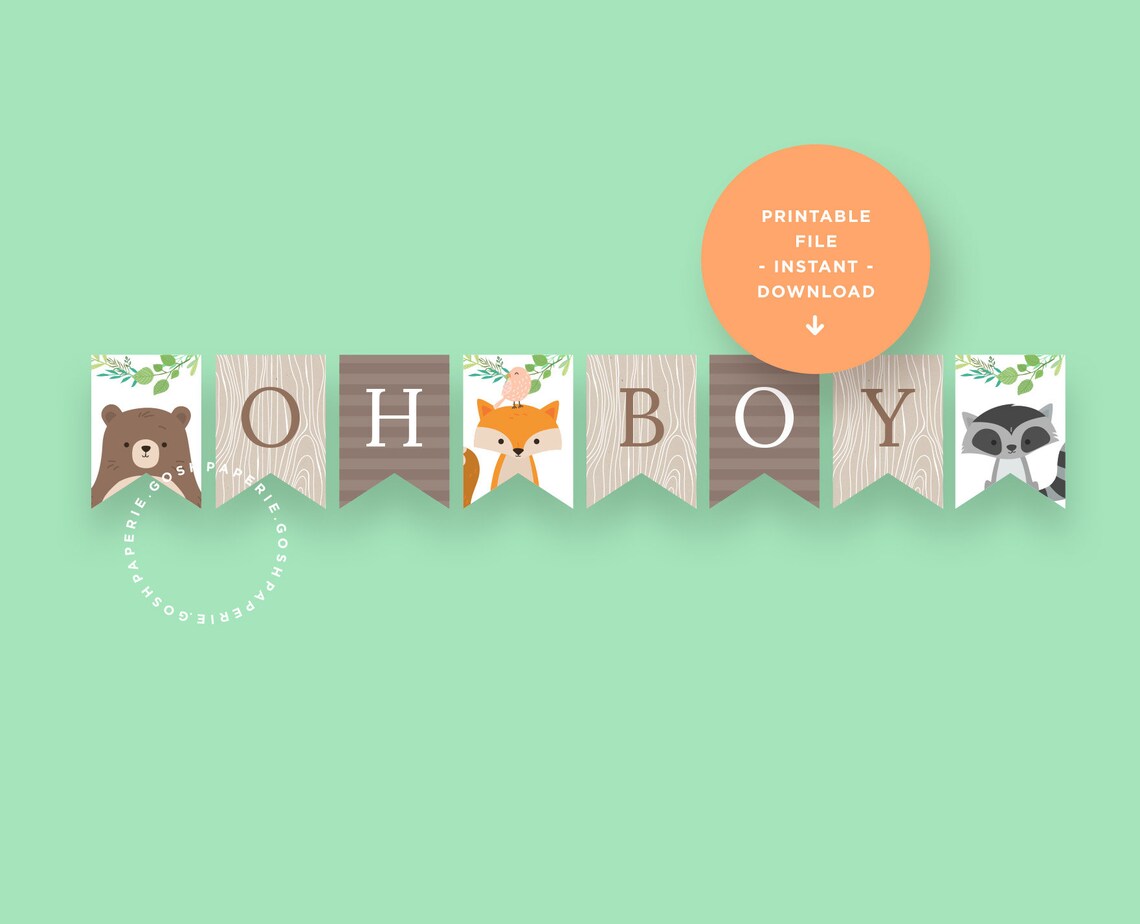 Woodland Banner Baby Shower Banner Oh Boy Banner Baby | Etsy