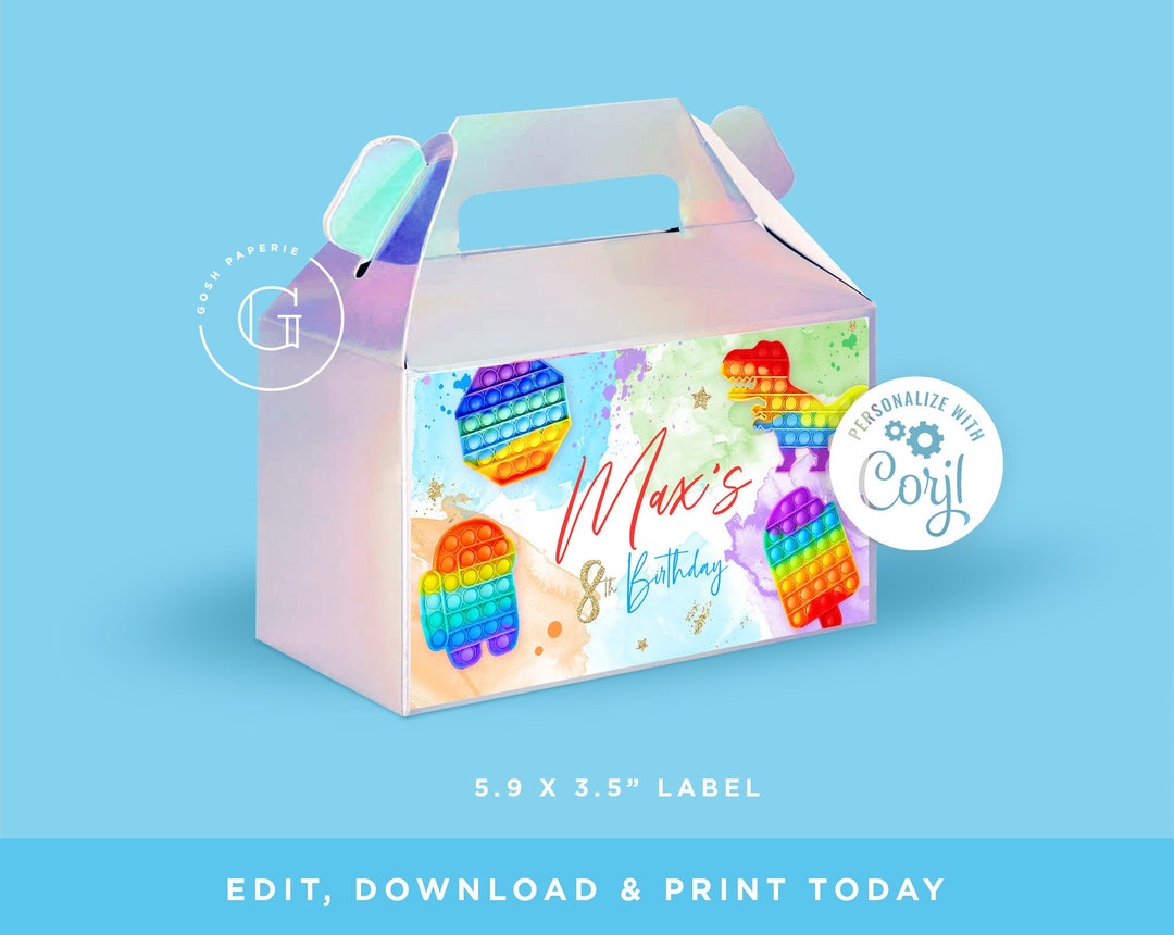 Pop It Label Editable. Pop It Gable Box Label. Pop It Lunch Box. Fidget ...