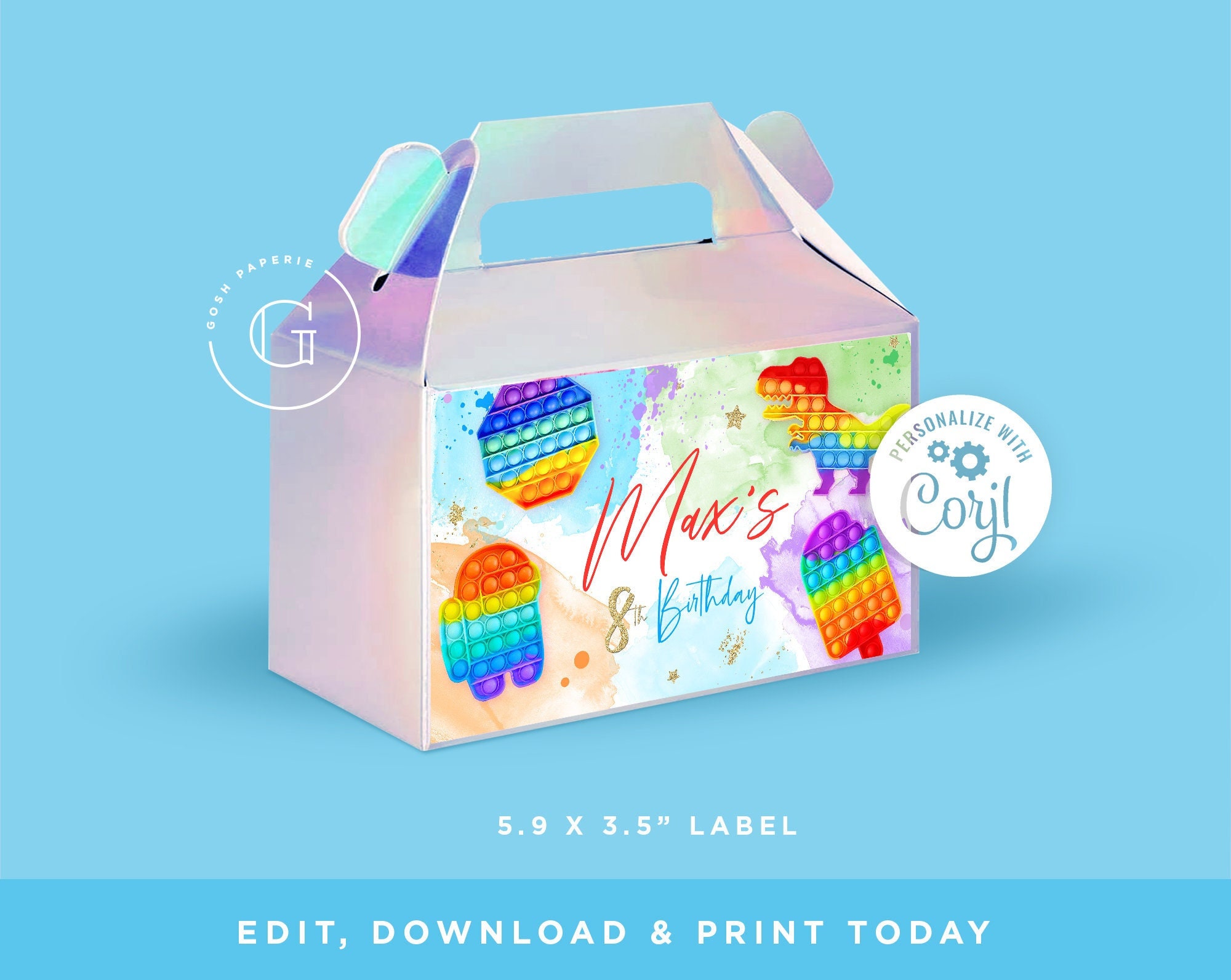 Pop It Label Editable. Pop It Gable Box Label. Pop It Lunch Box. Fidget ...