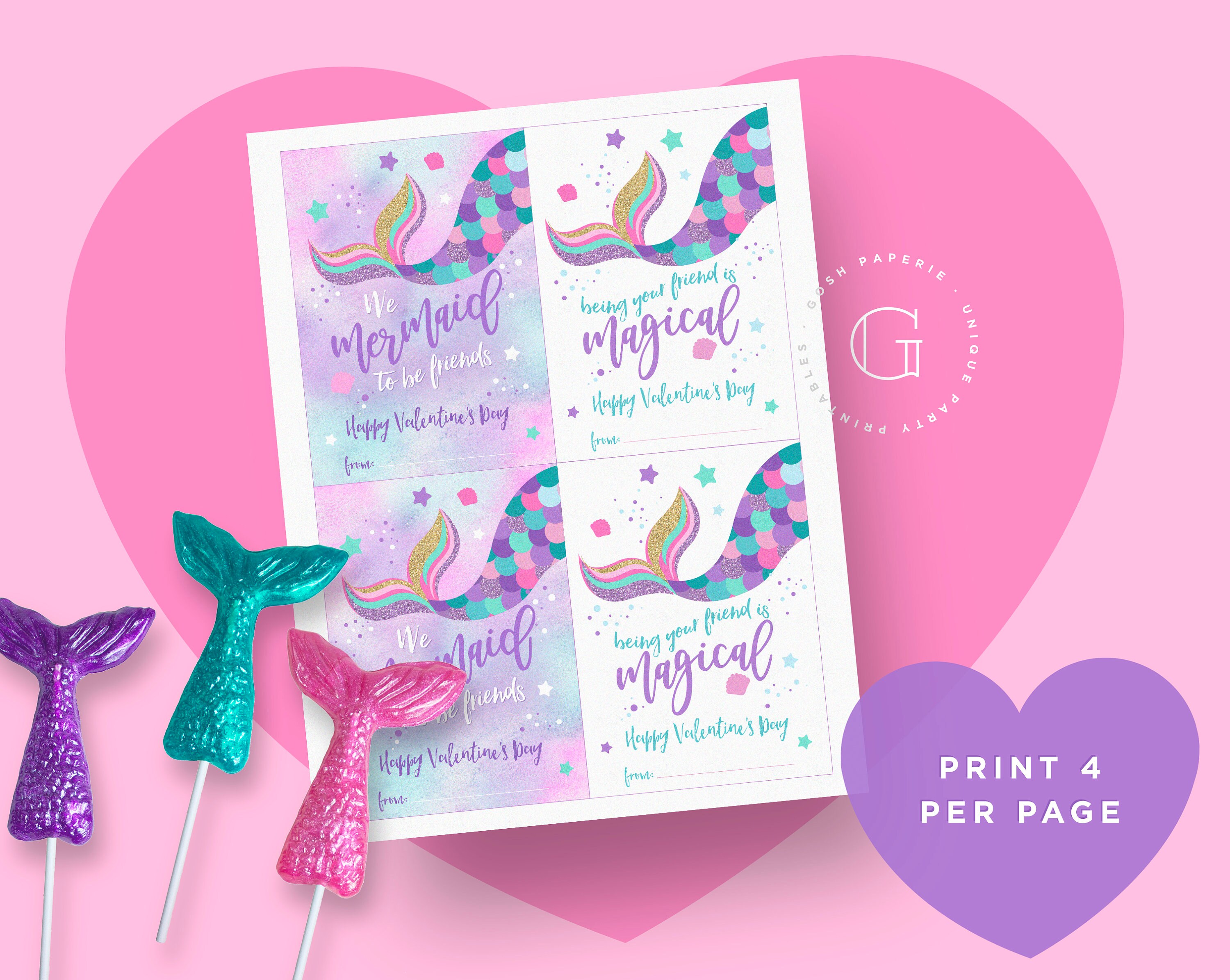 Mermaid Valentines Cards. Valentines Day. Classroom Valentines ...