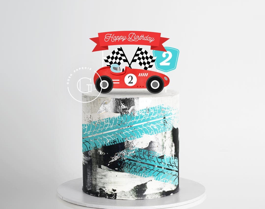Car Cake Topper, Racing Car Birthday, Cake Topper, Second Birthday Cake ...