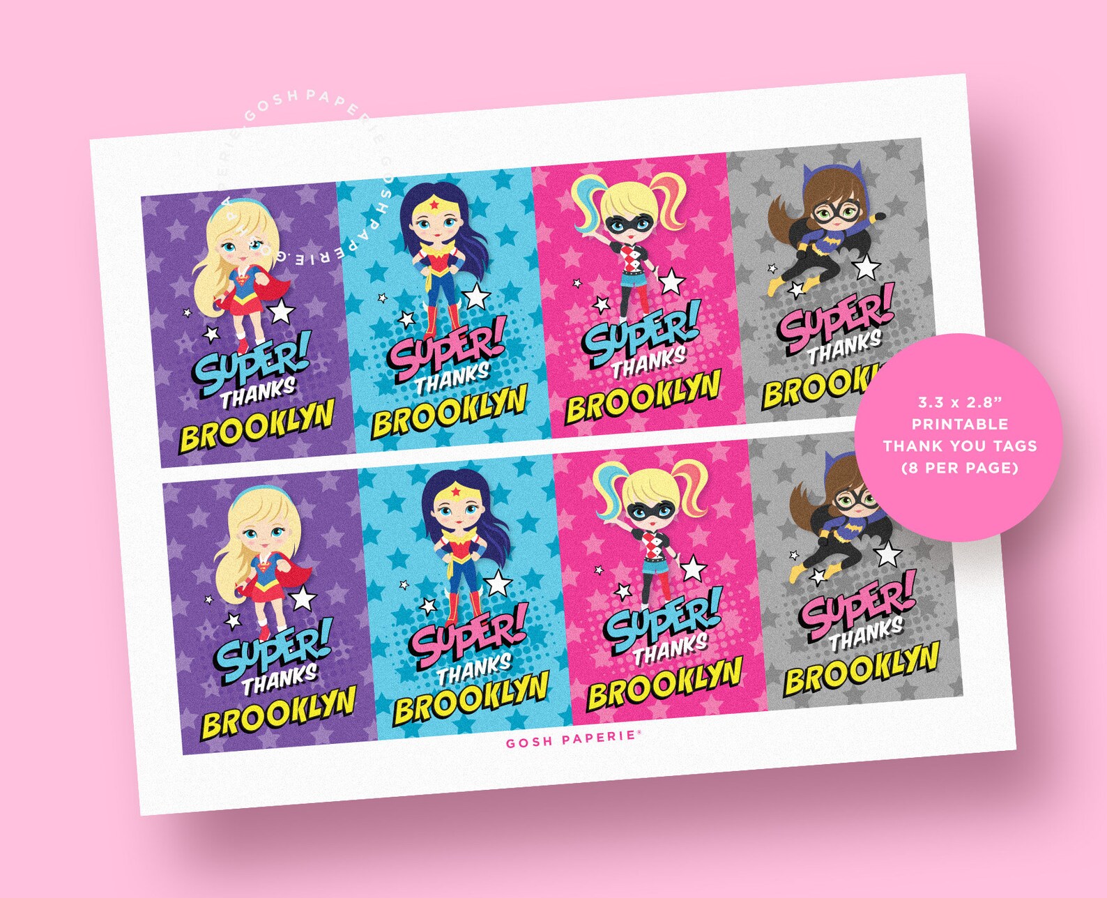 Girl Superhero Party. Superhero Tags. Superhero Girl Cards. | Etsy