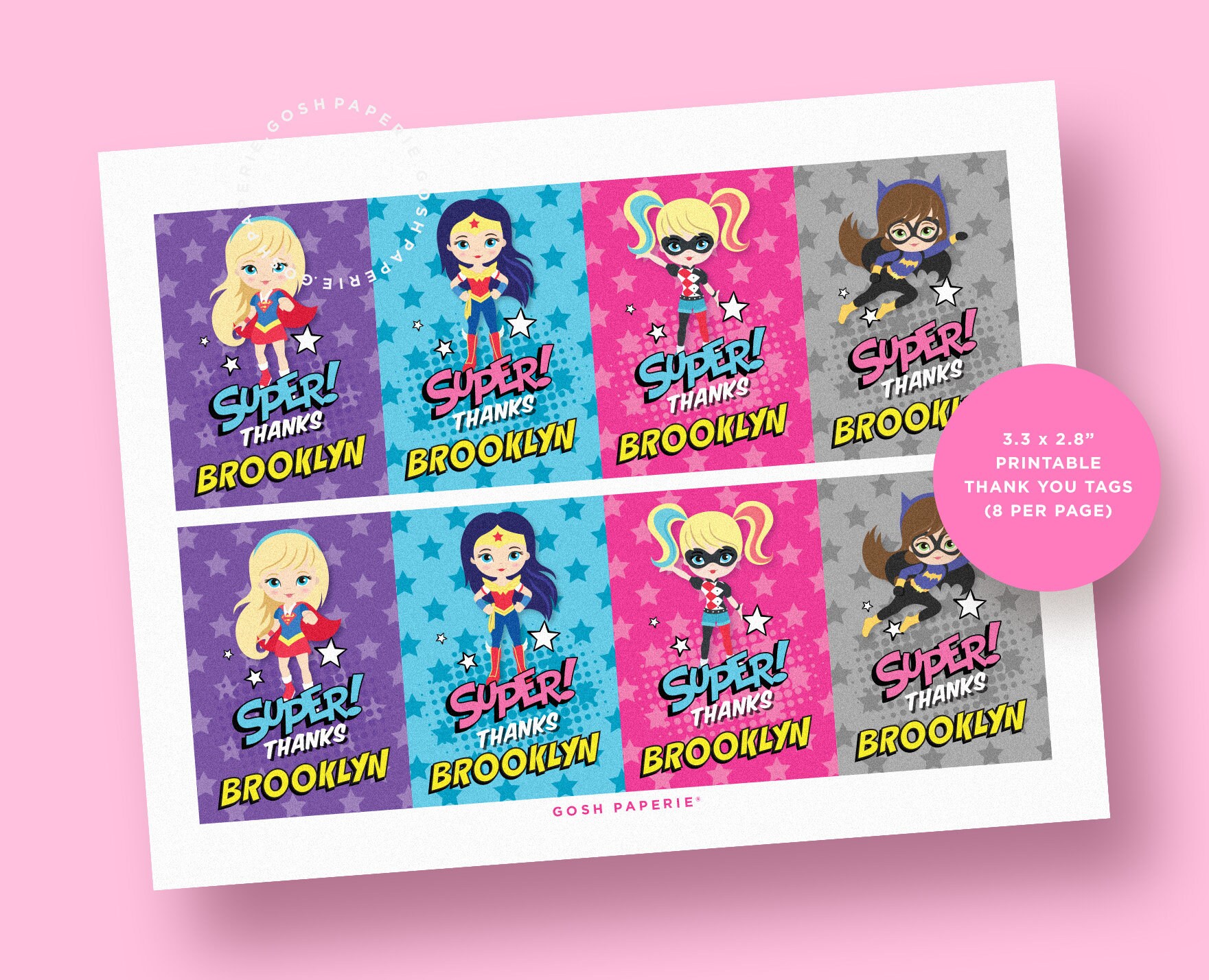 Girl Superhero Party. Superhero Tags. Superhero Girl Cards. | Etsy