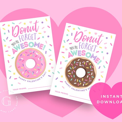 Donut Valentines Cards. Valentines Day. Classroom Valentines. - Etsy