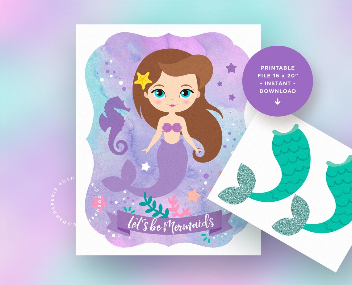 Pin the Tail on the Mermaid. Mermaid Party Activities. Mermaid - Etsy