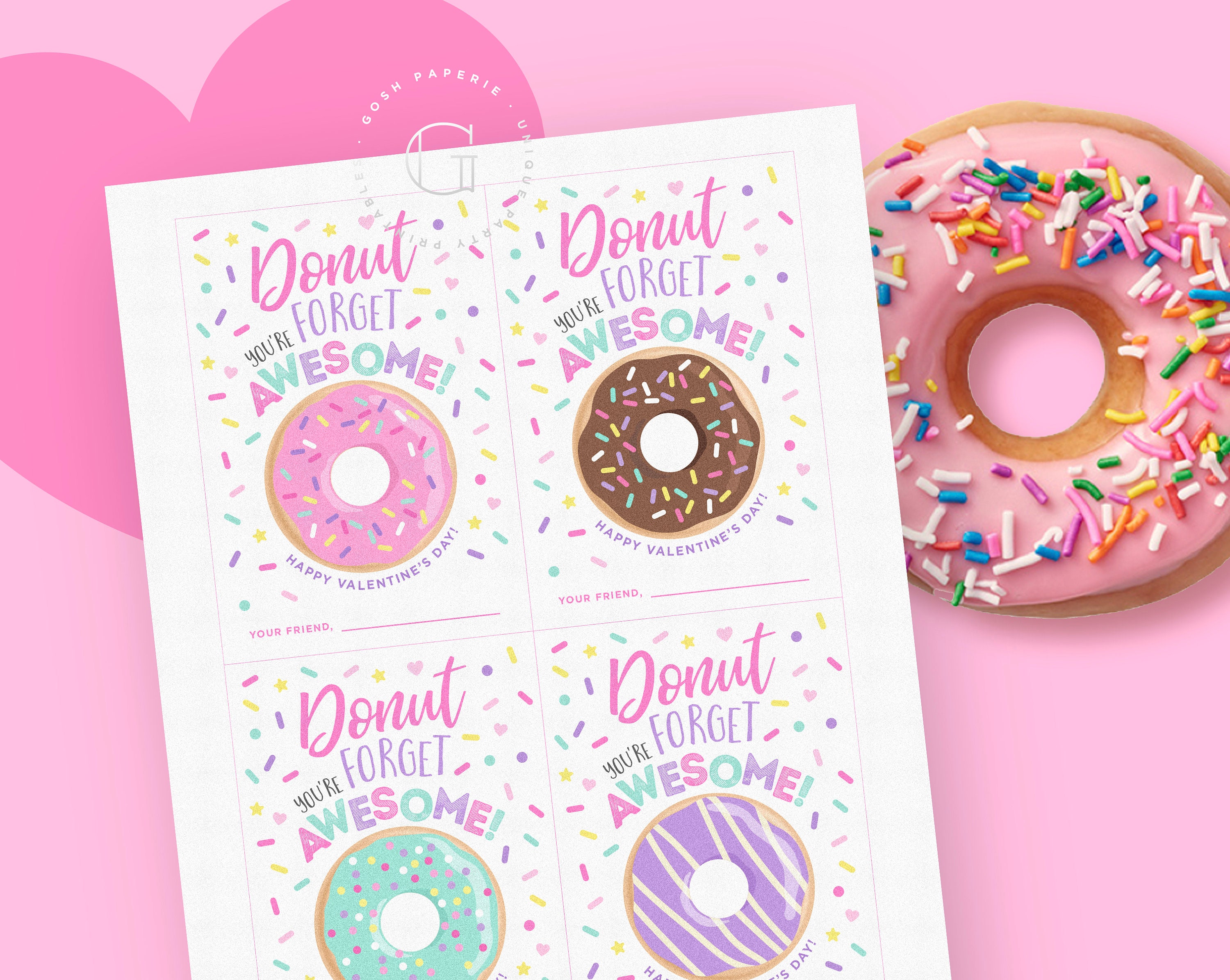 Donut Valentines Cards. Valentines Day. Classroom Valentines. | Etsy