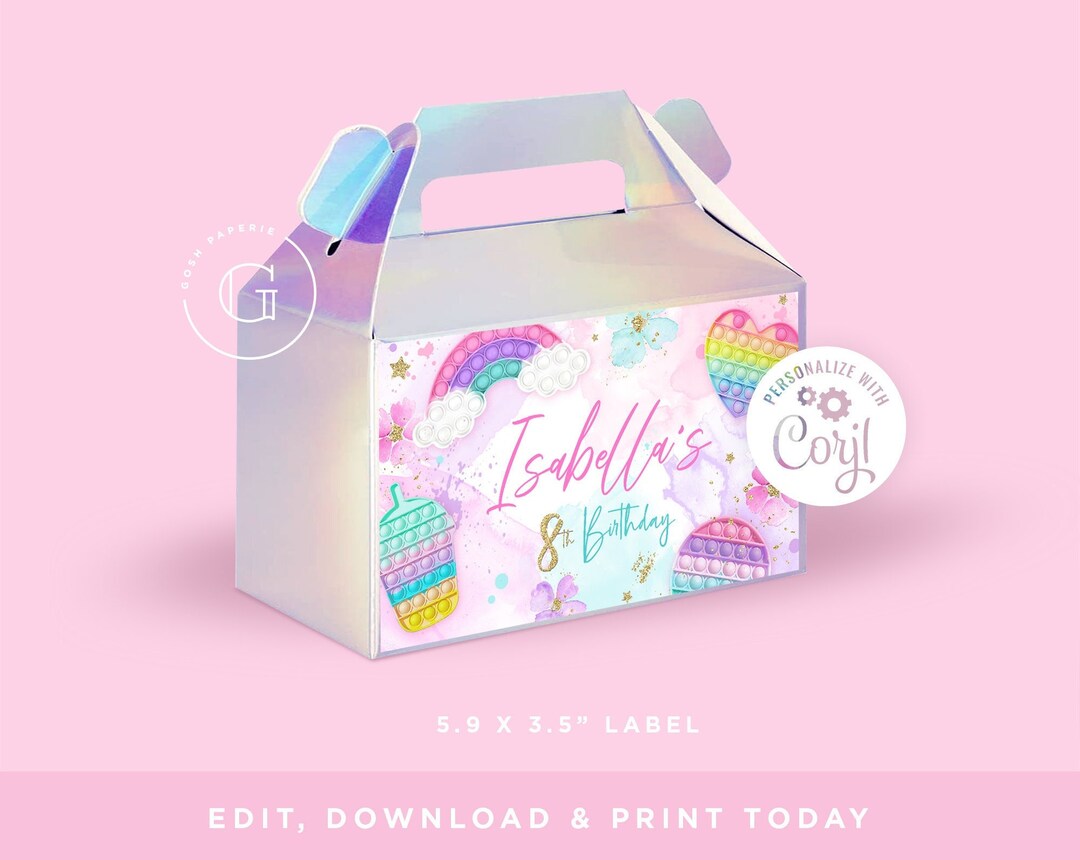 Pop It Label Editable. Pop It Gable Box Label. Pop It Lunch Box. Fidget ...