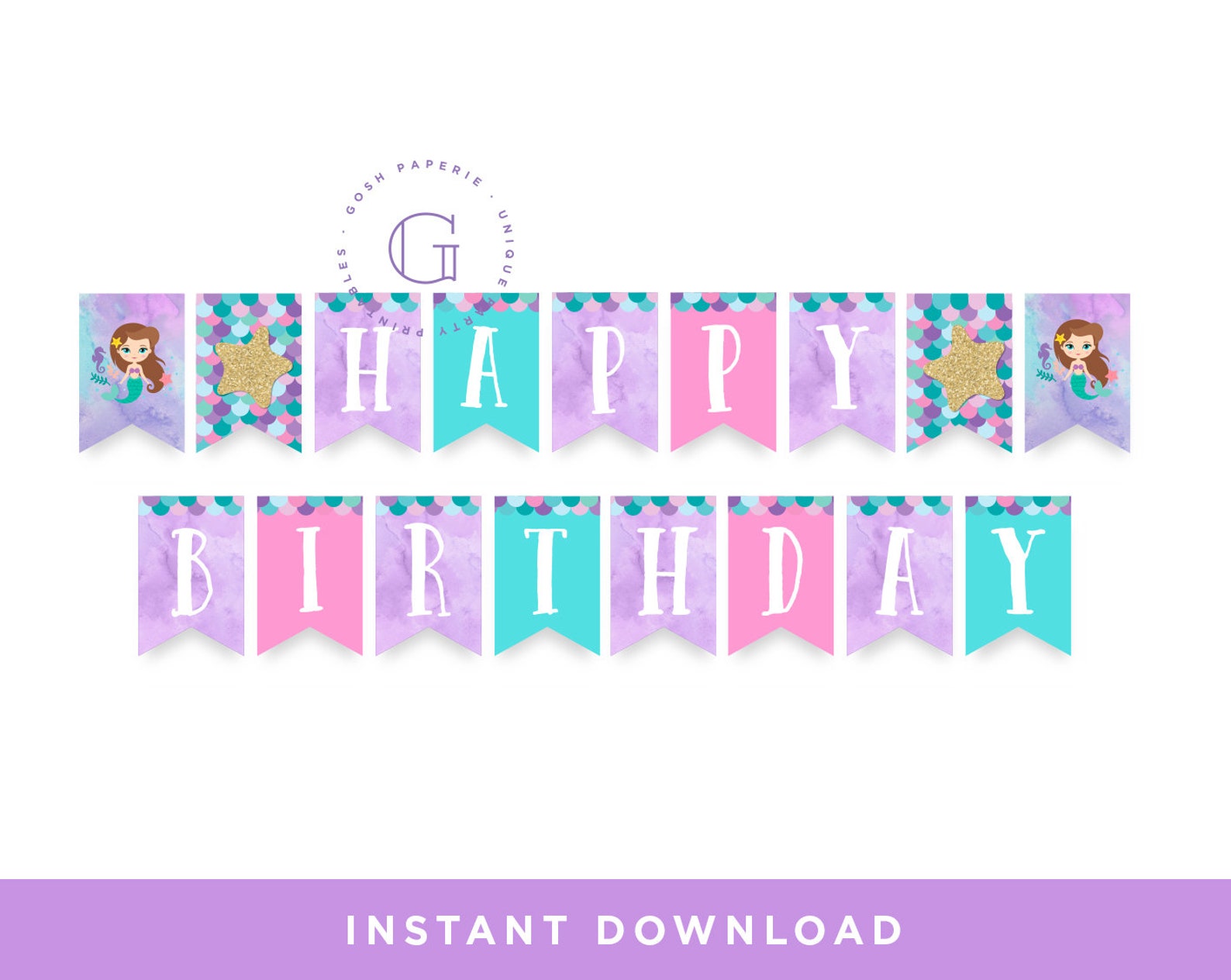 Mermaid Birthday Banner. Mermaid Birthday Party. Mermaid | Etsy