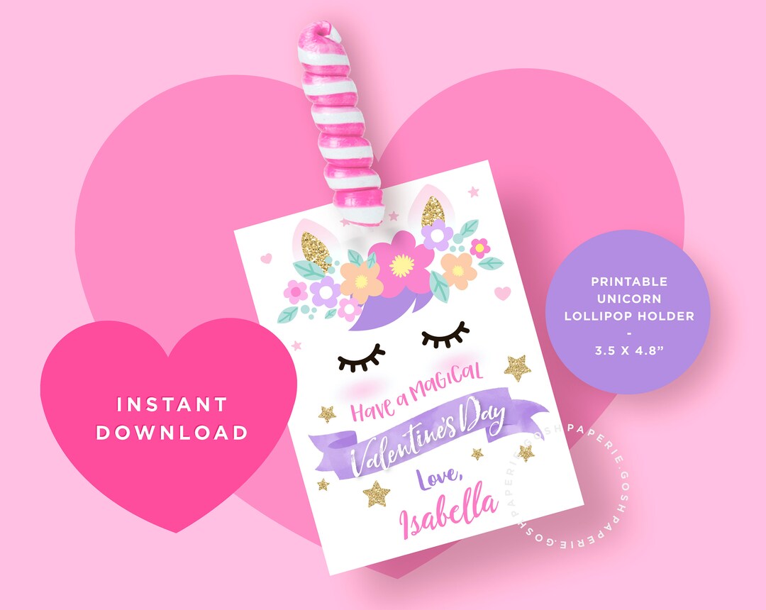 Valentines Unicorn Lollipop Holder. Valentines Day. Classroom ...