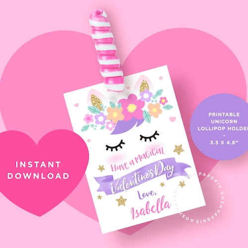 Valentines Unicorn Lollipop Holder. Valentines Day. Classroom | Etsy