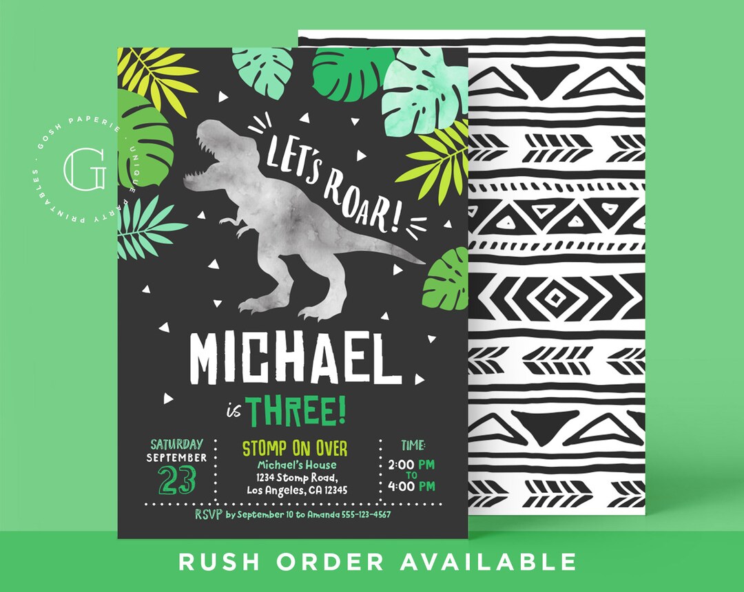 Dinosaur Invitation. Dinosaur Birthday Invitation. Dinosaur Party ...