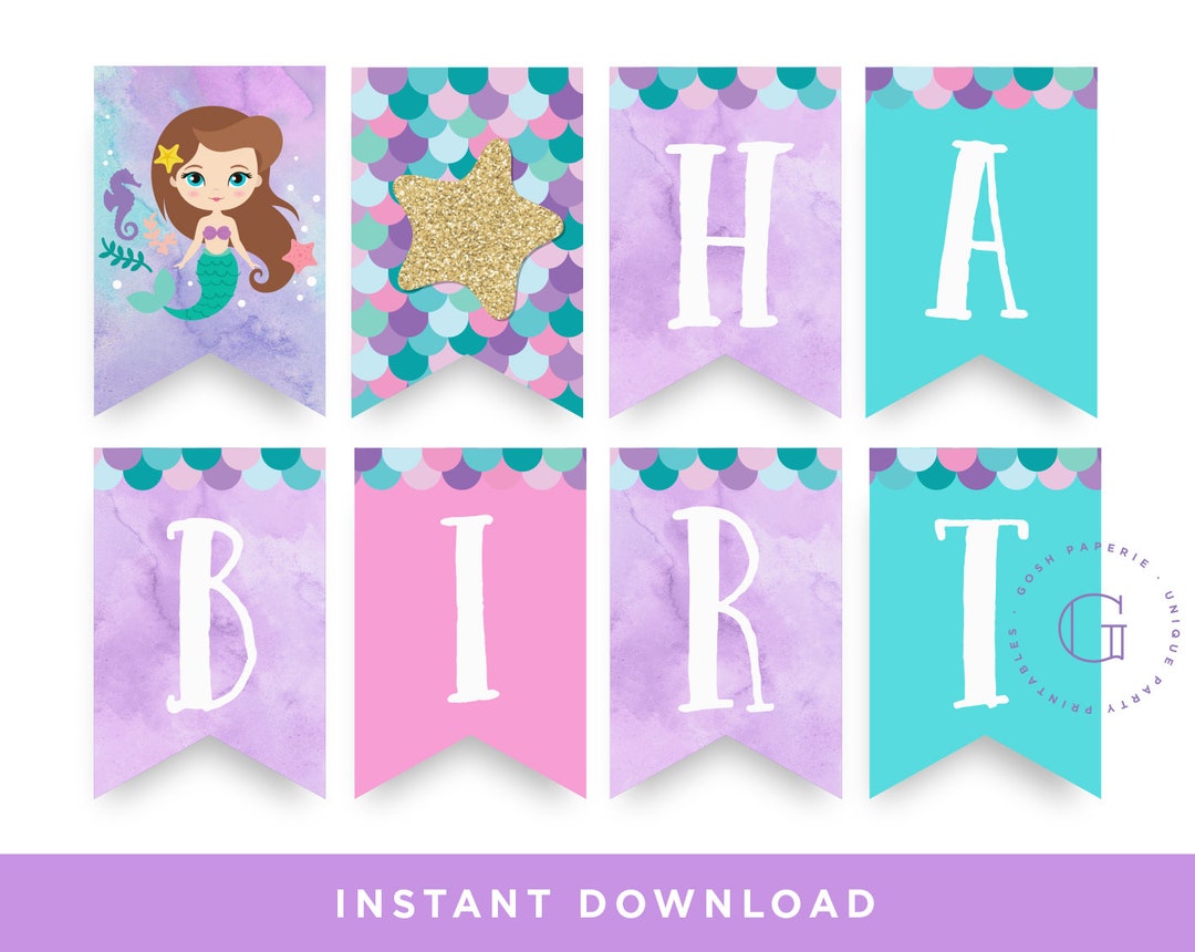 Mermaid Birthday Banner. Mermaid Birthday Party. Mermaid Garland ...