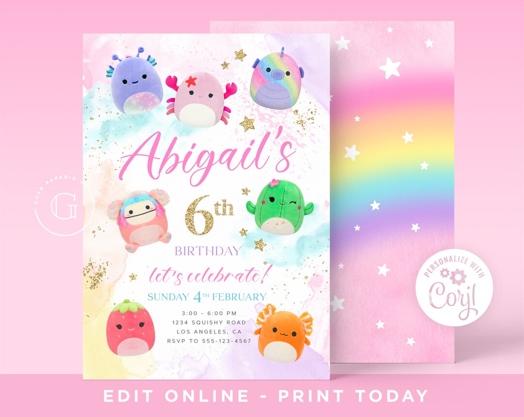 Squishy Invitation Editable. Squishy Party. Kawai Invitation ...